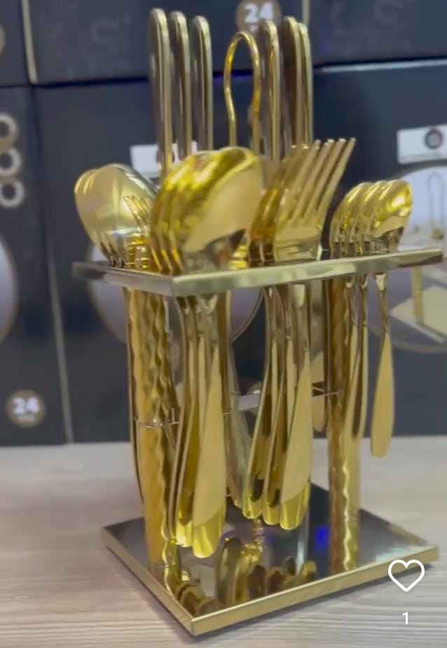 24pc Gold Cutlery Square Set – Homelux Kenya
