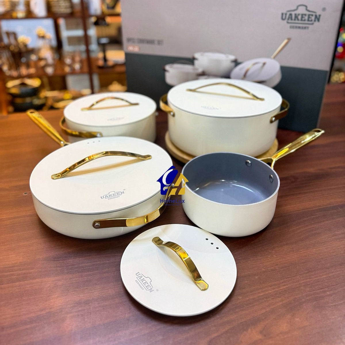 UAKEEN 8-Piece Ceramic Cookware Set PFOA Free, Induction Compatible ...