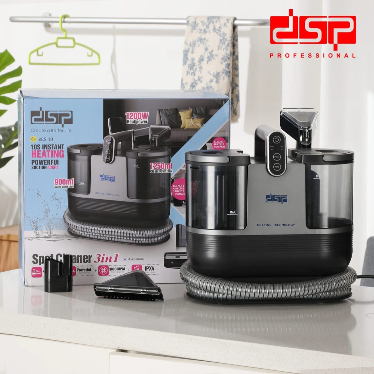 DSP 3-in-1 Steam Spot Cleaner – 1700W, Instant Heating, Powerful Sucti ...