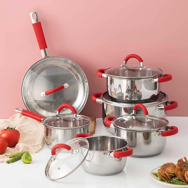 Swiss 12pcs Stainless Steel Cookware Sets Kitchen Cooking Pots for Ind ...
