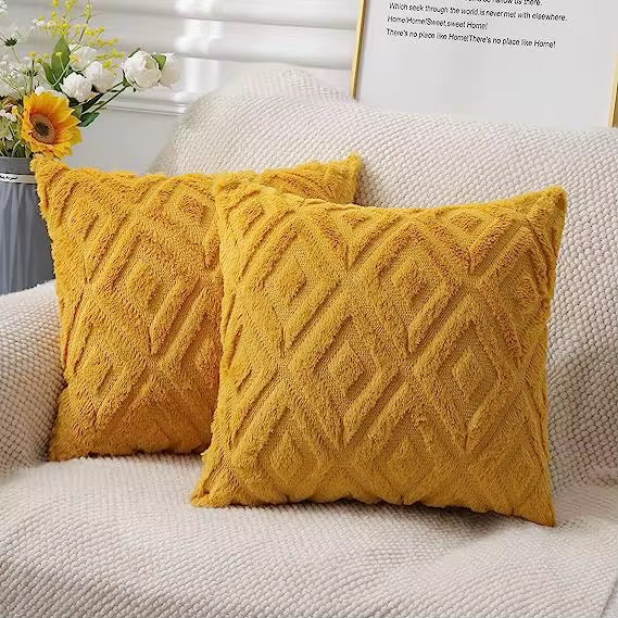 Soft Plush Velvet Pillow Covers, Large Rhombus Pattern, Bedroom Decor ...