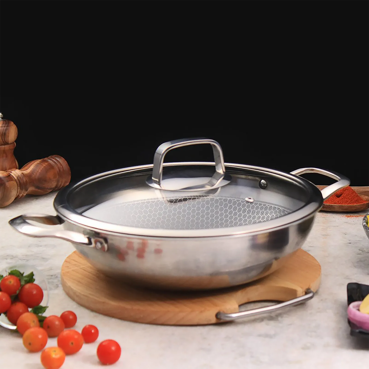 30cm Wok Pan – 4.5L Deep Skillet Griddle with Lid – Homelux Kenya