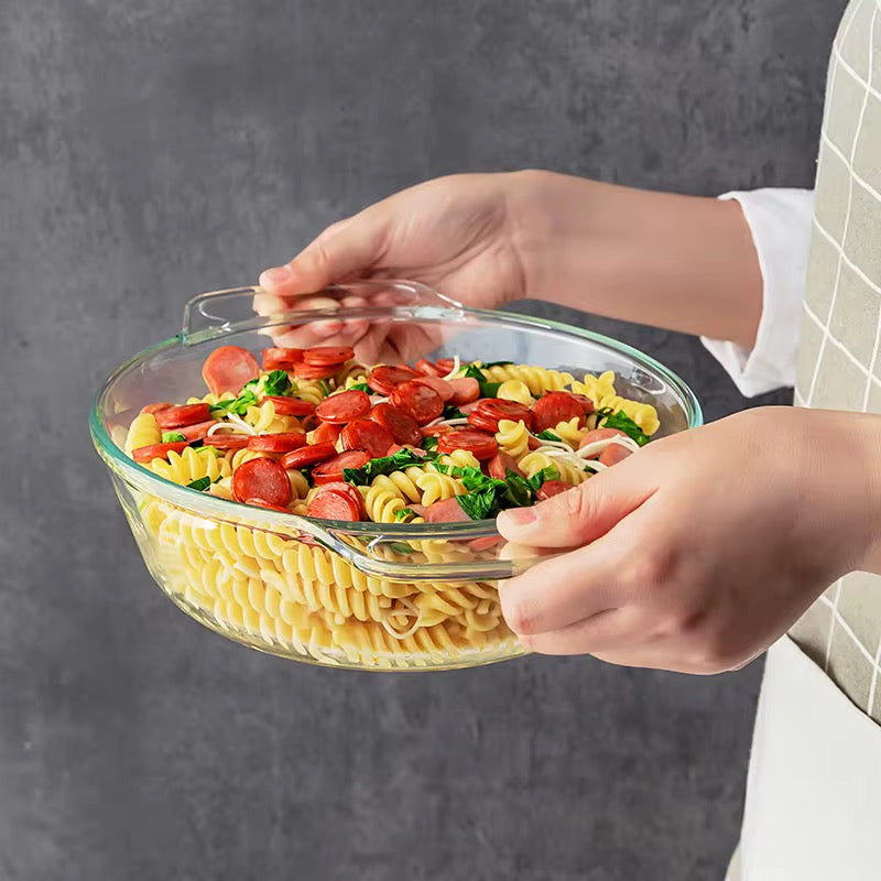 1.4 Litre High Borosilicate Glass Oval Bake Pan Oven Safe for Casserol ...
