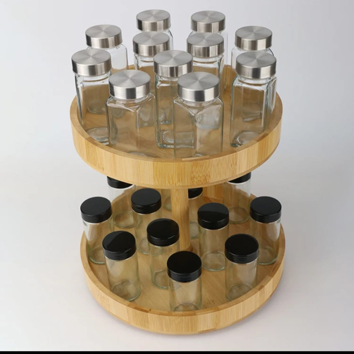 Bamboo Double-Layer Rotating Kitchen Storage Rack For Spices – Homelux ...