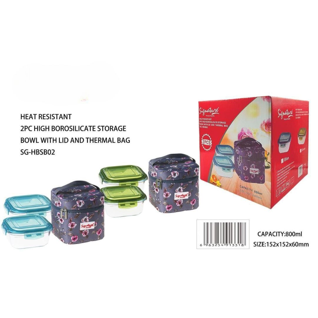 2Pcs Glass Lunch Box With Thermal Bag – Homelux Kenya